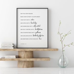 2 Peter 1:5-7 Bible Verse Wall Art, Printable Wall Art, Christian Wall ...