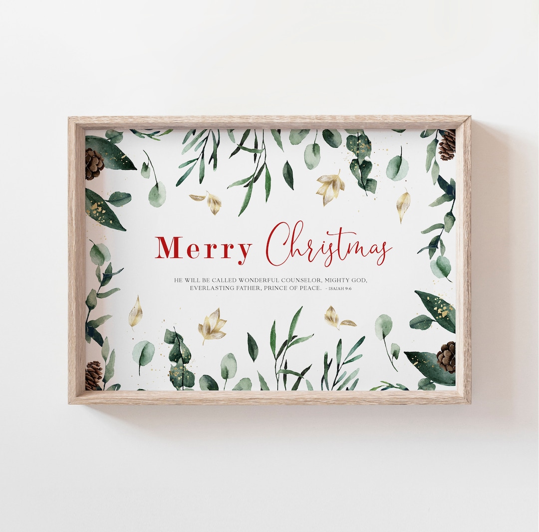 Merry Christmas Bible Verse Wall Art Christmas Card Download - Etsy