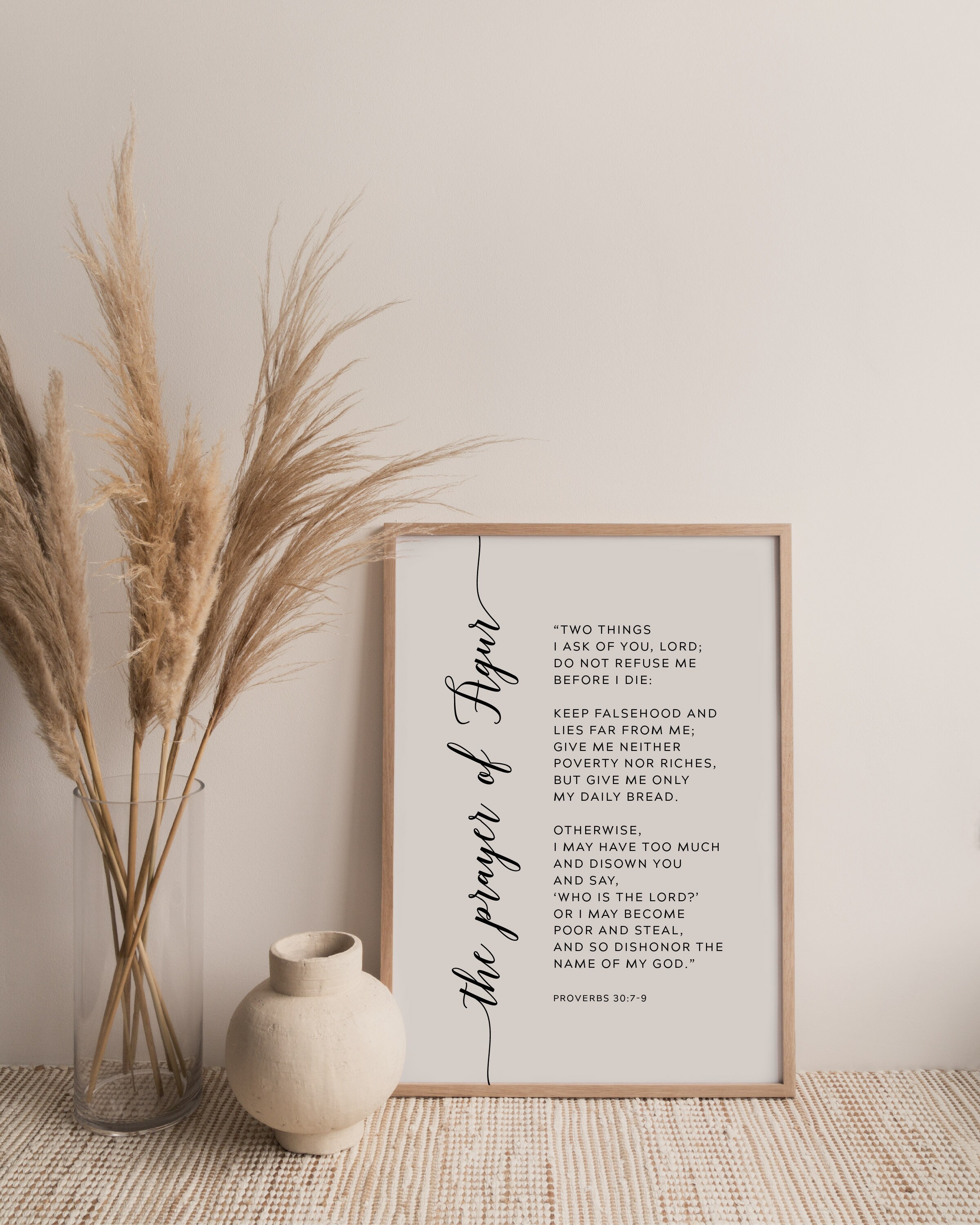 The Prayer of Agur Proverbs 30:7-9 Bible Verse Wall Art | Etsy India