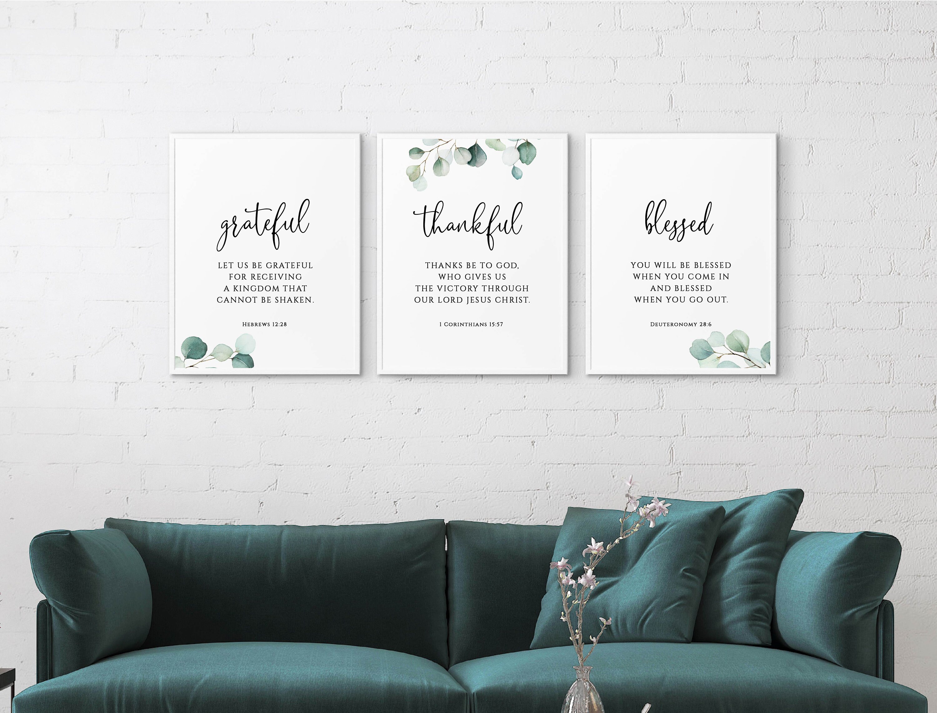 Grateful Thankful Blessed Bible Verse Wall Art Deuteronomy - Etsy