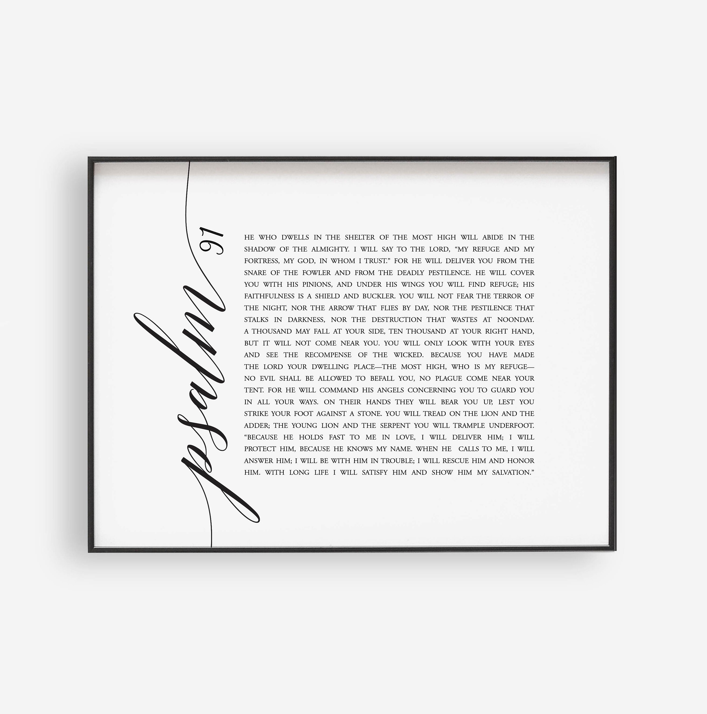 Psalm 91 Scripture Printable Wall Art Bible Verse Print | Etsy