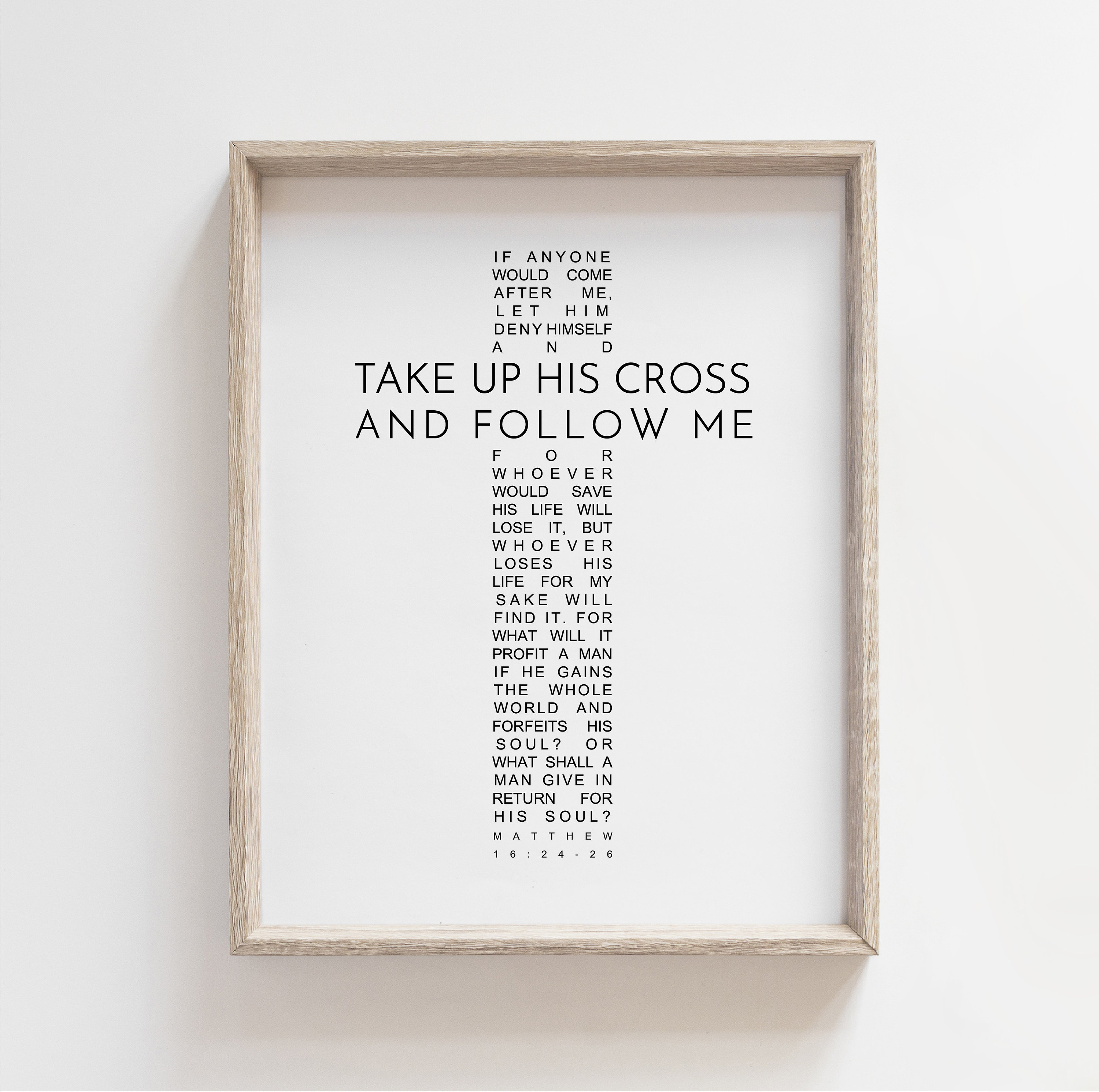 Matthew 16:24-26 Bible Verse Wall Art Take Up His Cross | Etsy