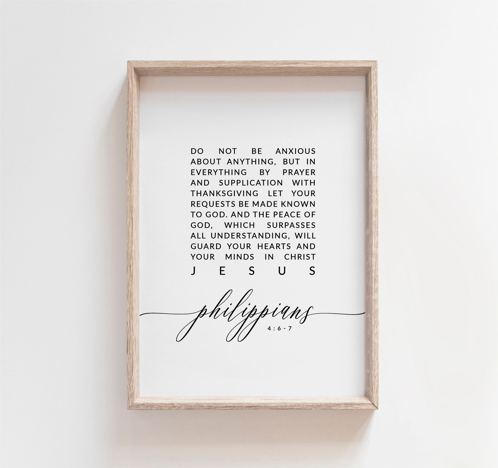 Philippians 4:6-7 Do Not Be Anxious Bible Verse Printable Wall | Etsy