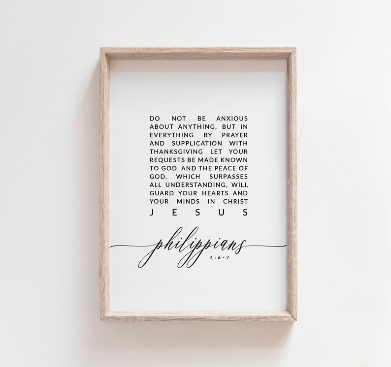 Philippians 4:6-7 Do Not Be Anxious Bible Verse Printable Wall | Etsy