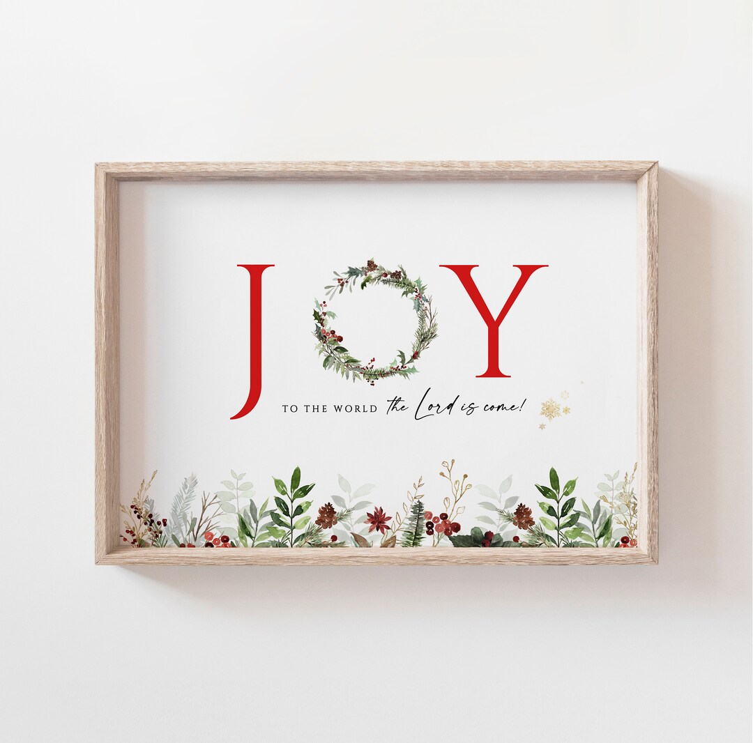 Joy to the World Christmas Printable Wall Art, Christmas Digital Art ...