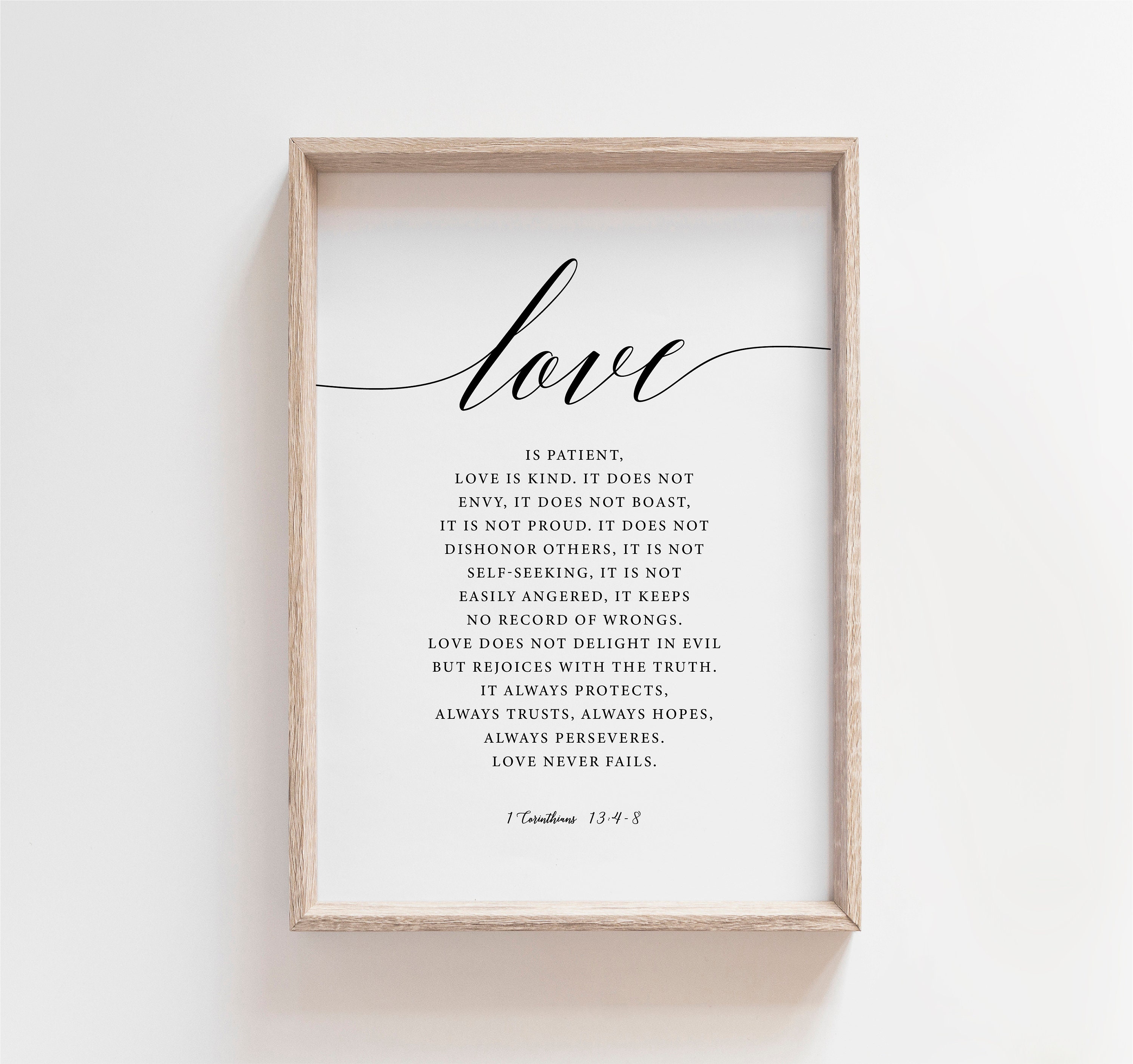 1 Corinthians 13:4-8 Bible Verse Printable Wall Art Large | Etsy