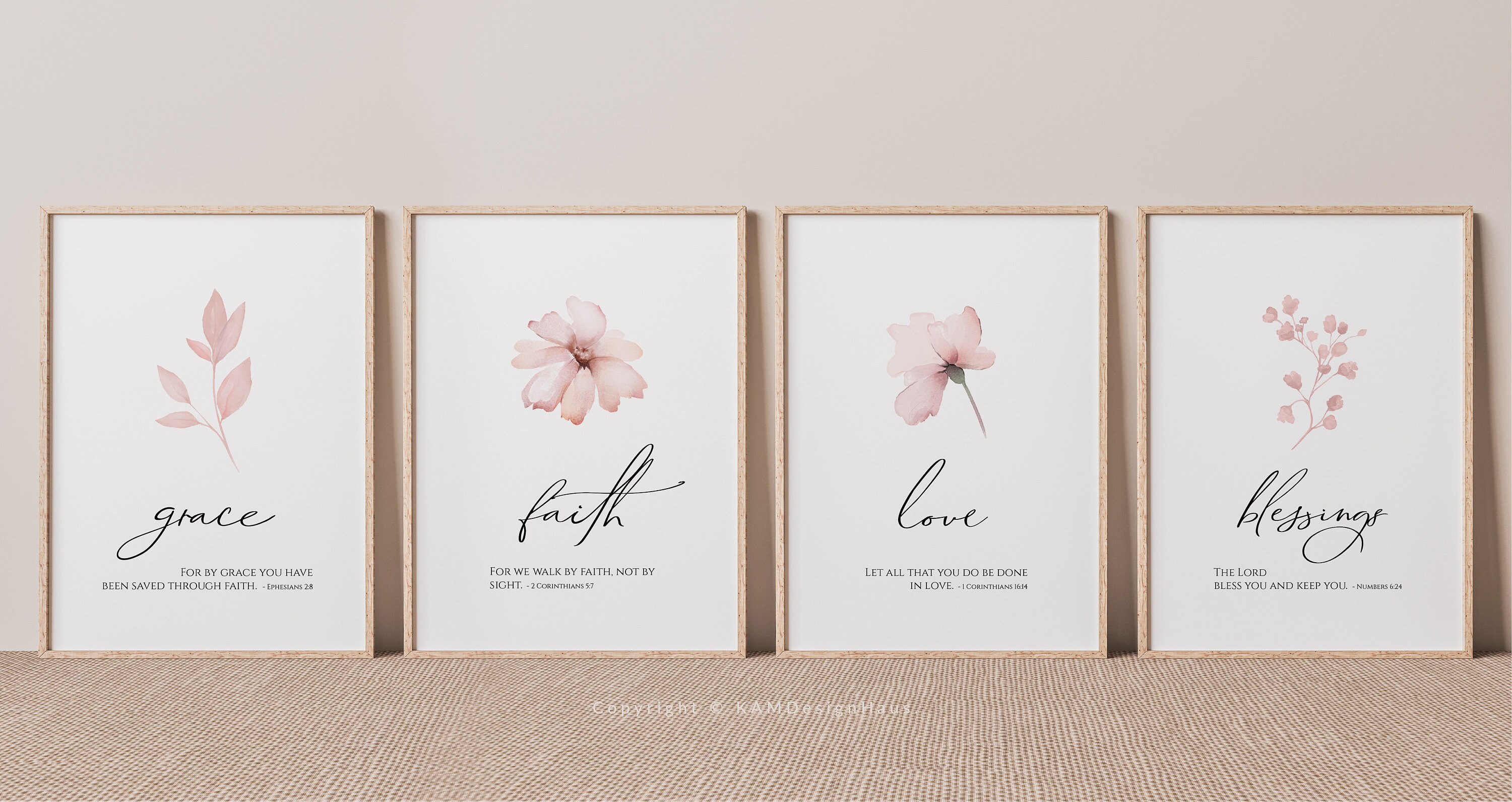 Grace Faith Love Blessings Bible Verse Wall Art Printable | Etsy Australia