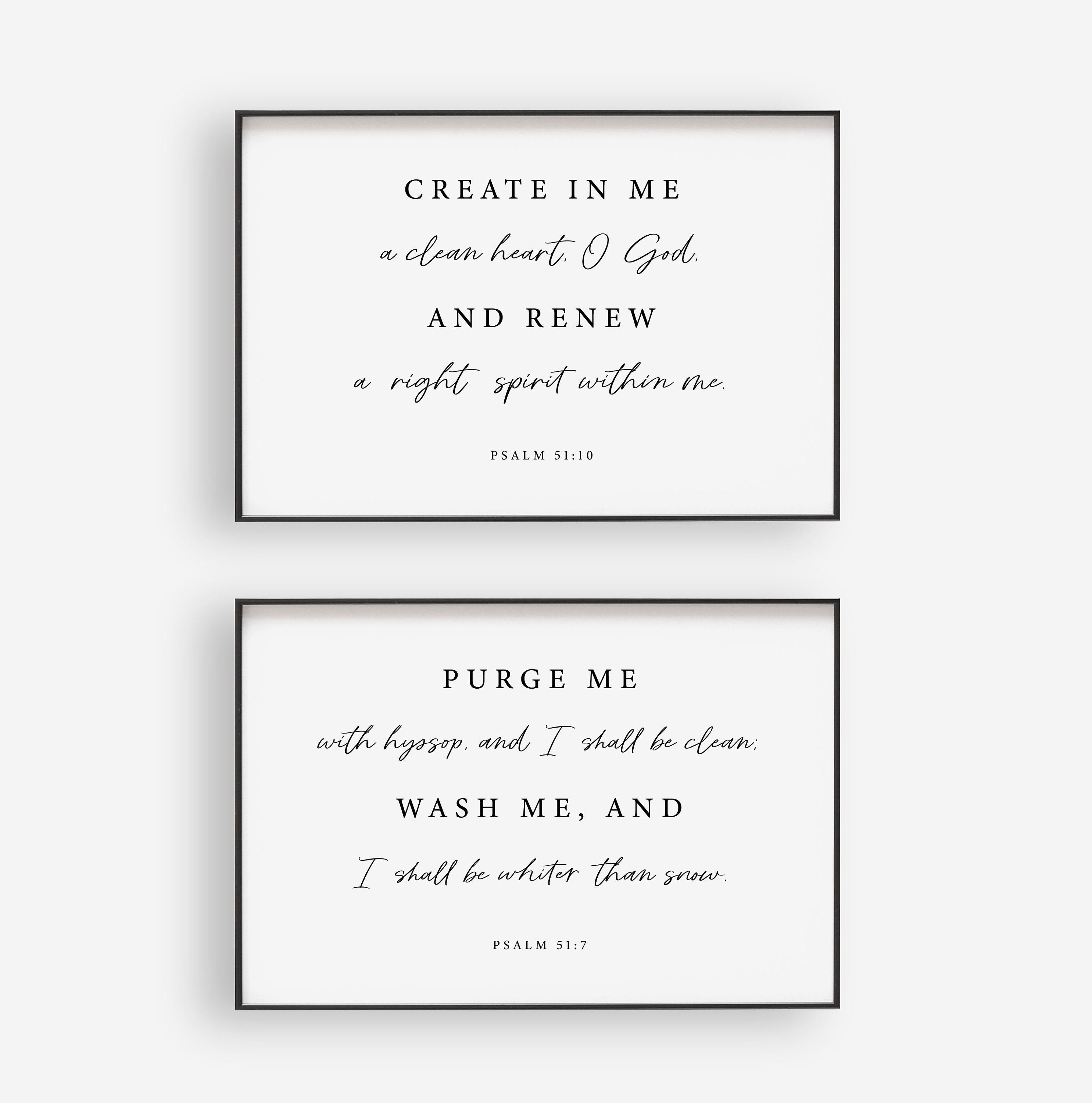 Psalm 51:10 A Set of 2 Scripture Wall Art Printable Wall Art - Etsy