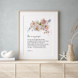 Philippians 1:9–11 Bible Verse Wall Art | Floral Scripture Print ...