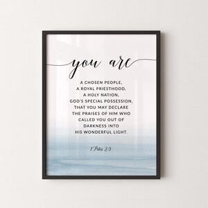 1 Peter 2:9 You Are A Chosen People Bible Verse Printable Wall Art ...