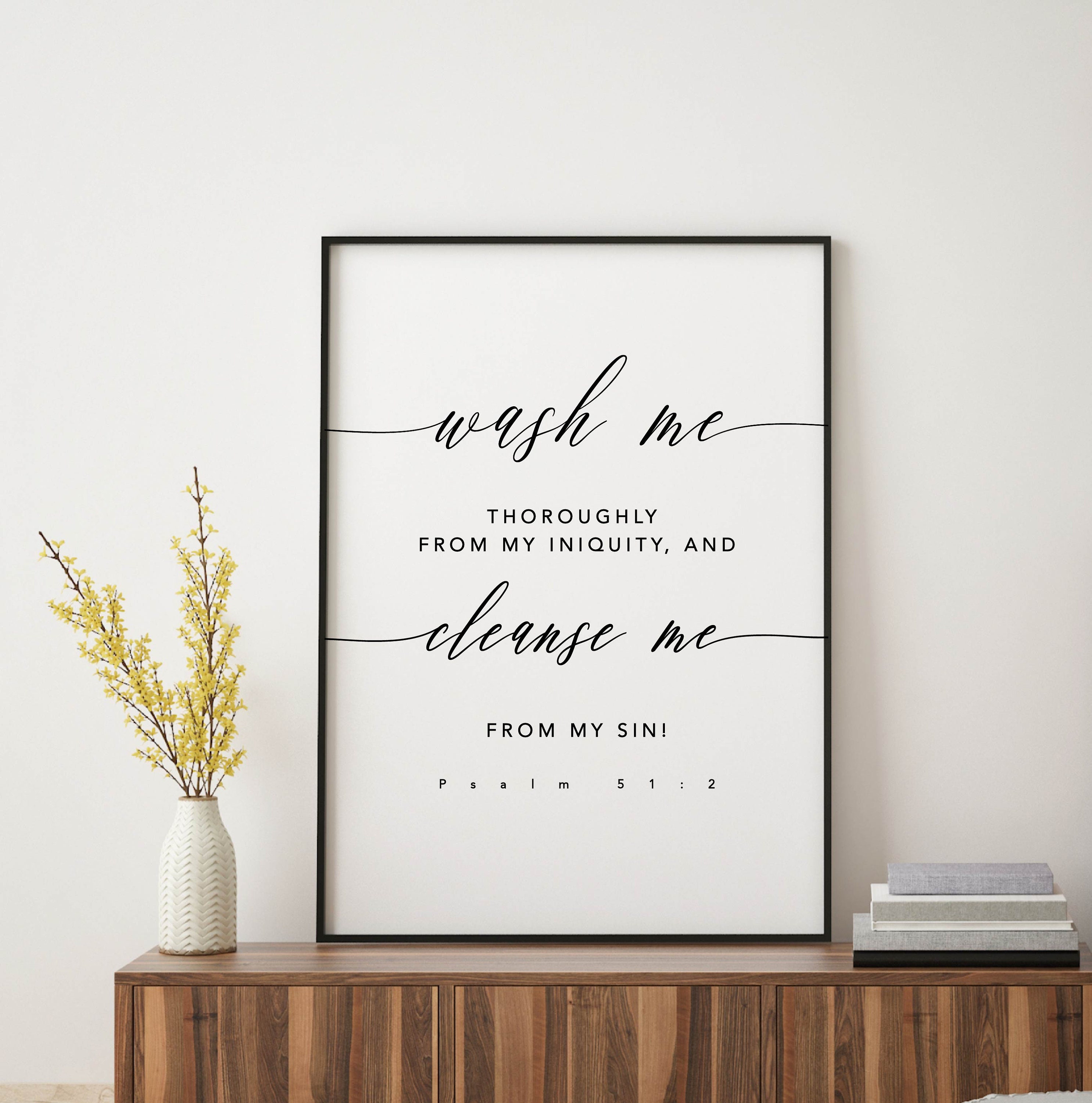 Psalm 51:2 ESV Wash Me Cleanse Me Scripture Wall Art | Etsy
