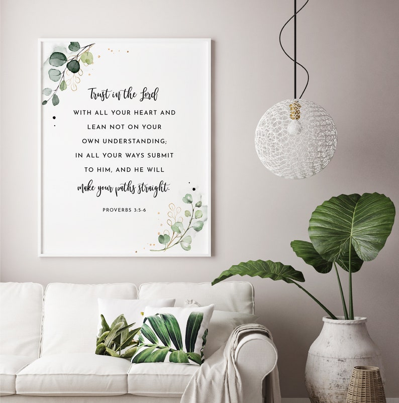 Proverbs 3:5-6 Trust in the Lord Bible Verse Wall Art | Etsy