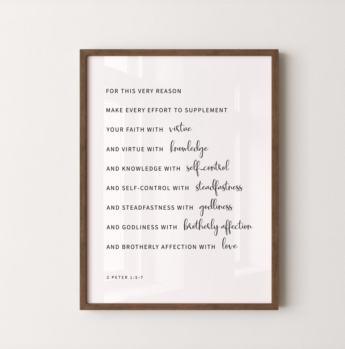 2 Peter 1:5-7 Bible Verse Wall Art, Printable Wall Art, Christian Wall ...