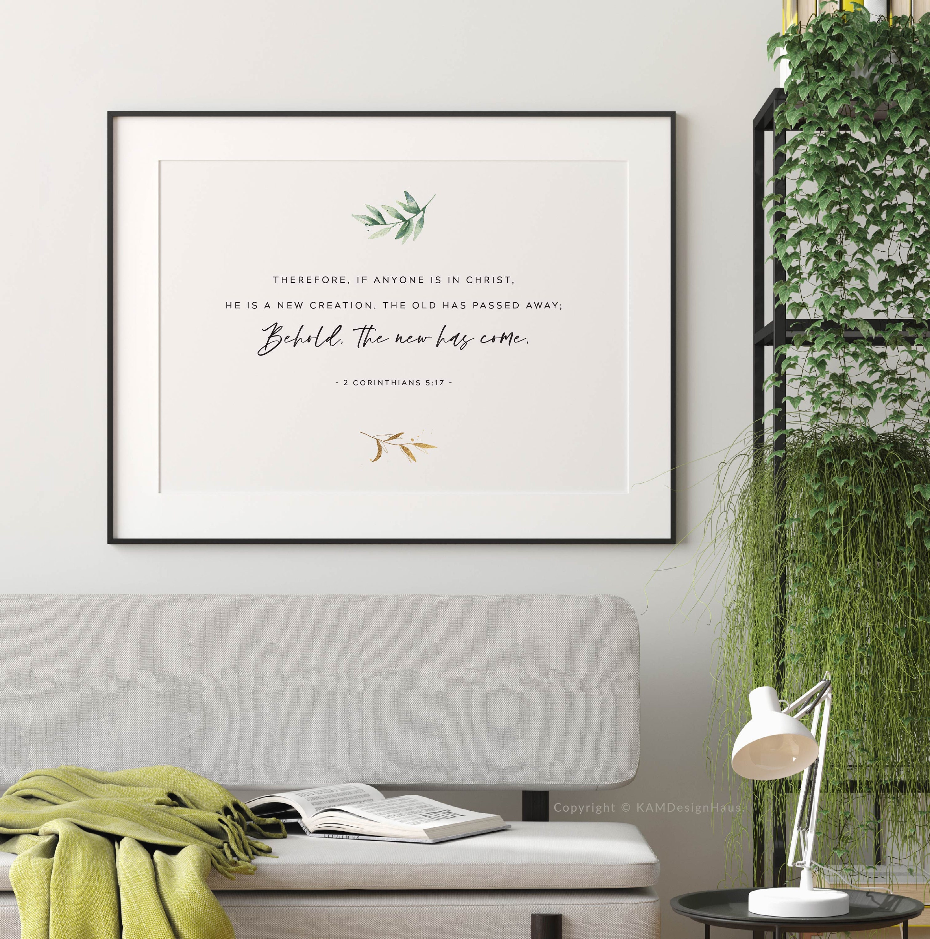 2 Corinthians 5:17 A New Creation Scripture Printable Wall Art, Bible ...