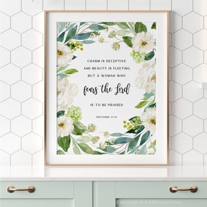 Proverbs 31:30 Bible Verse Wall Art, Printable Wall Art, Gift for ...