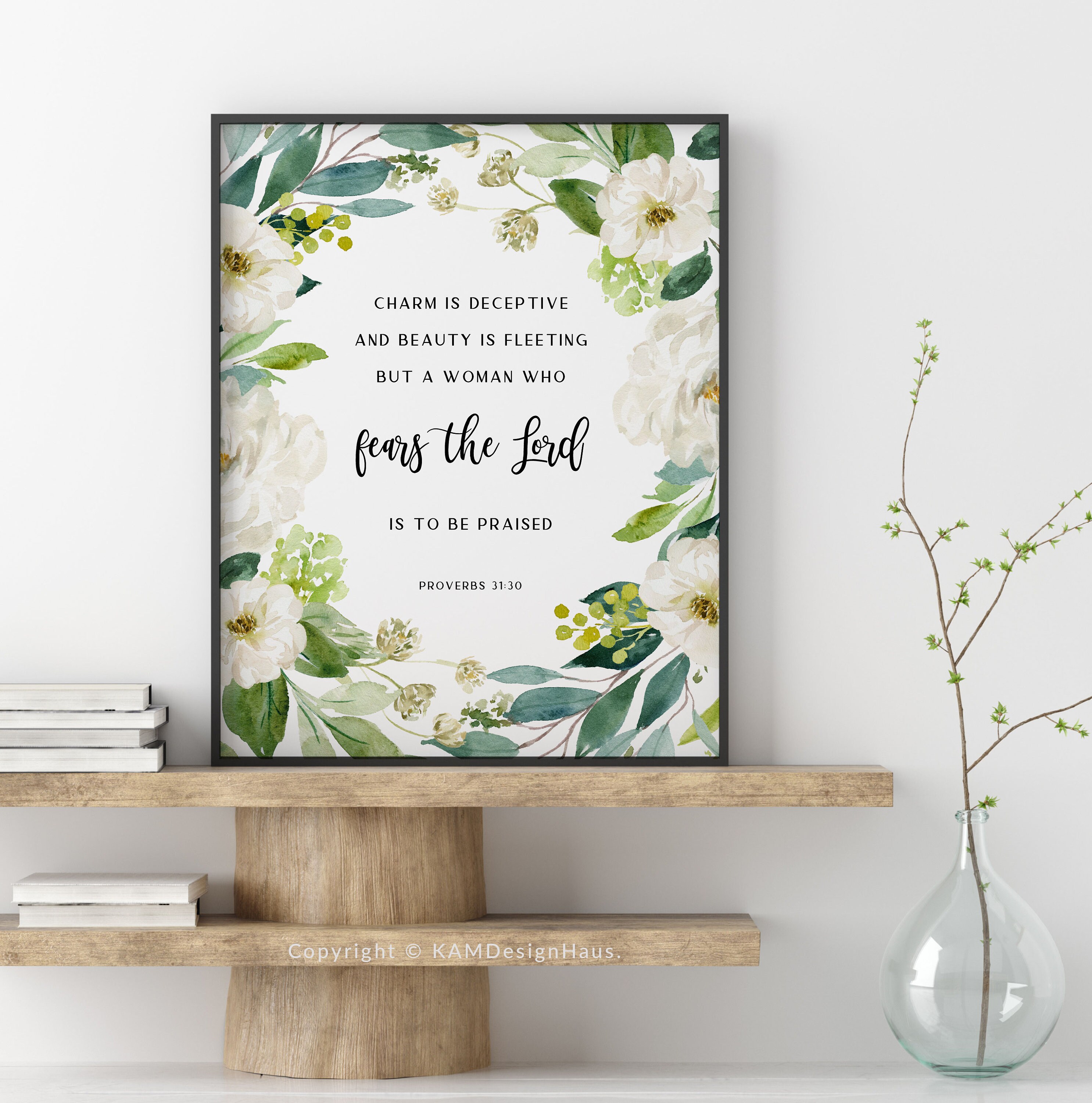 Proverbs 31:30 Bible Verse Wall Art Printable Wall Art Gift - Etsy