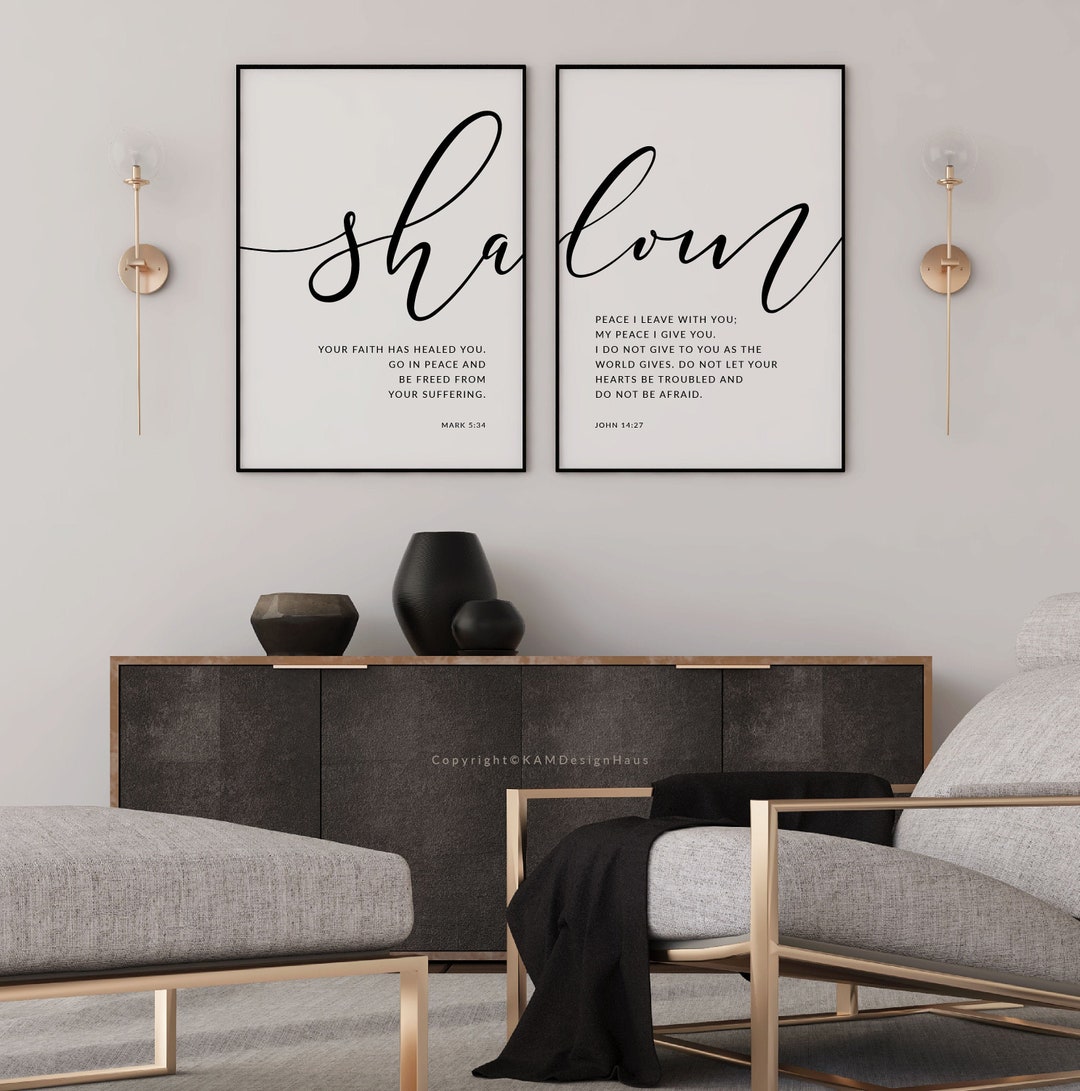 Shalom Bible Verse Wall Art, Set of 2 Scripture Print Download ...