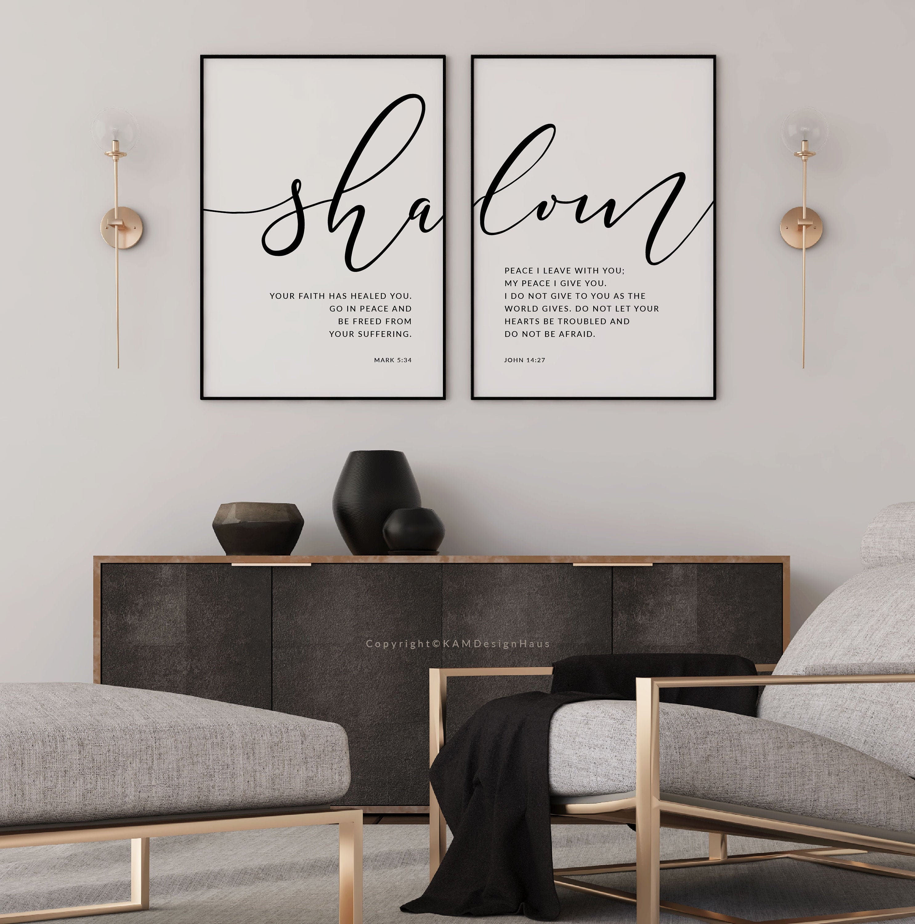 Shalom Bible Verse Wall Art Set of 2 Scripture Print - Etsy Australia