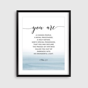 1 Peter 2:9 You Are A Chosen People Bible Verse Printable Wall Art ...