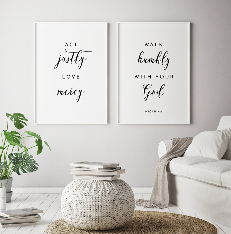 Micah 6:8 Act Justly Love Mercy Bible Verse Printable Wall | Etsy