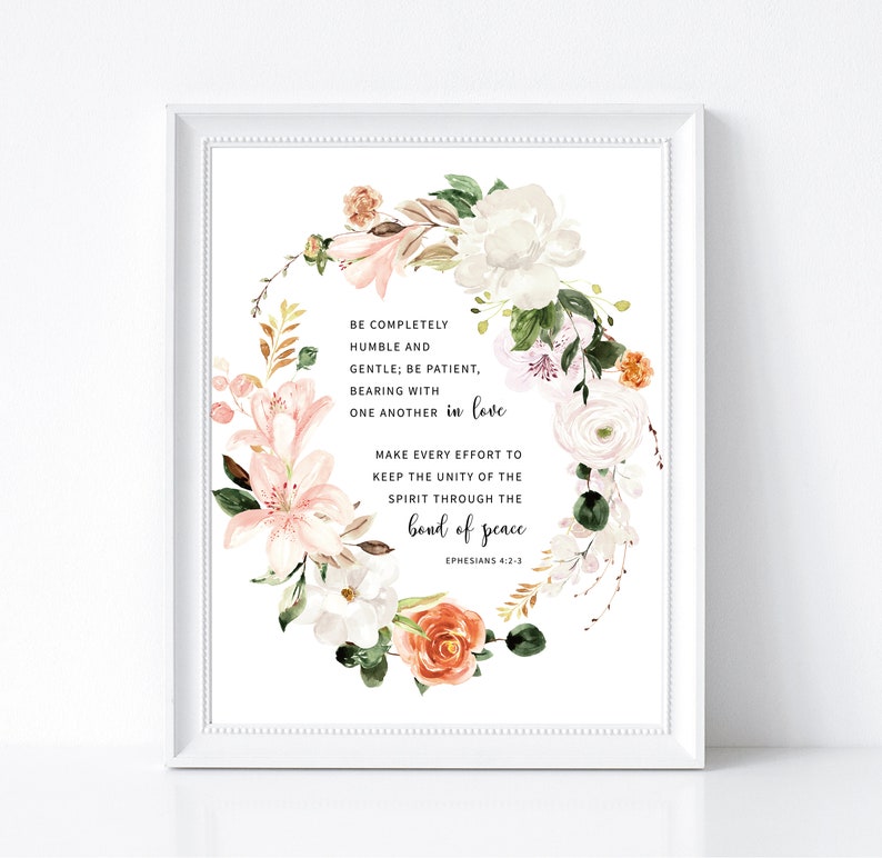 Ephesians 4:2-3 Be Completely Humble Bible Verse Wall Art | Etsy