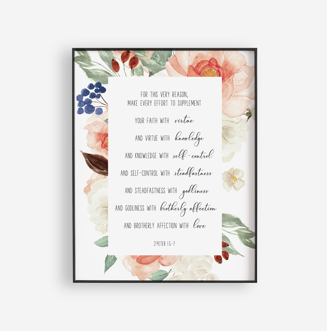 2 Peter 1:5-7 Make Every Effort Bible Verse Wall Art, Printable Wall ...