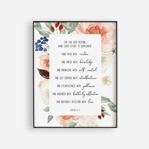 2 Peter 1:5-7 Make Every Effort Bible Verse Wall Art, Printable Wall ...