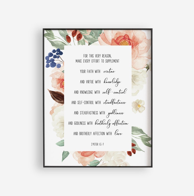 2 Peter 1:5-7 Make Every Effort Bible Verse Wall Art | Etsy