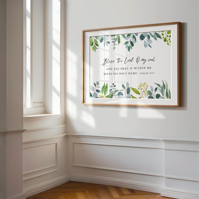 Psalm 103:1 Bless the Lord O My Soul Bible Verse Wall Art, Printable ...