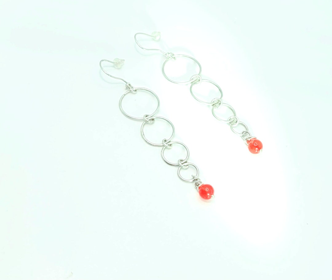 Delicate Earrings 4 Circles Connected With Eyelets Made of - Etsy