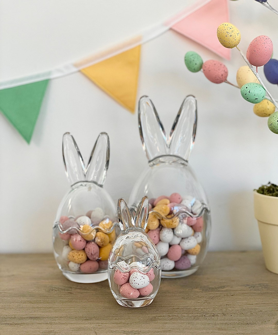 Small Easter Bunny Glass Jar / Bunny Ears Jar / Easter / Easter Bunny ...