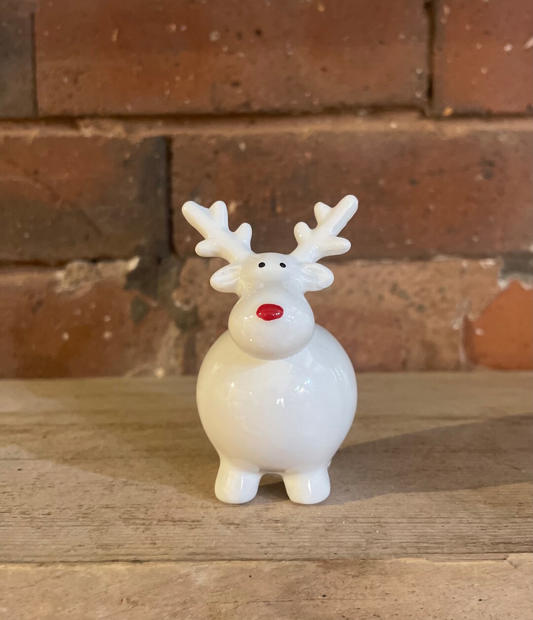 Porcelain Round Reindeer Christmas Decoration / Small Christmas ...