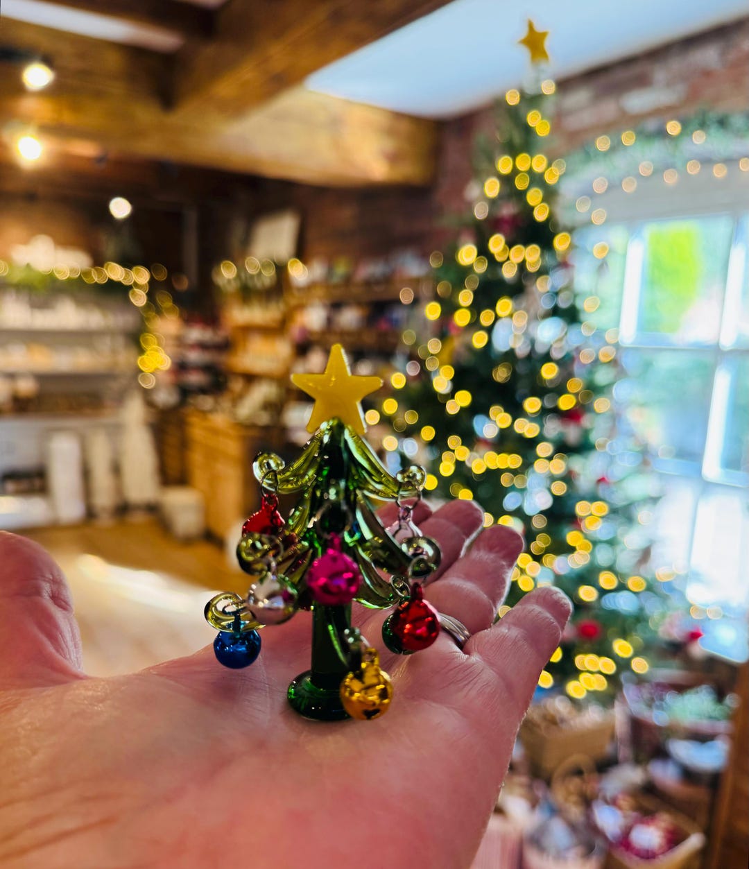 Delightful Handmade Tiny Glass Christmas Tree With Tony Bell Baubles ...