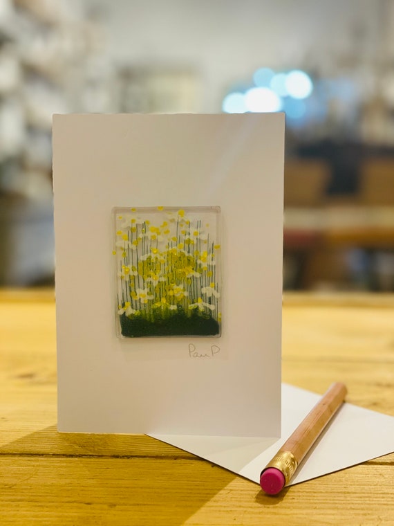 Fused Glass Flower Card / Birthday Card / Blank Card / Any - Etsy