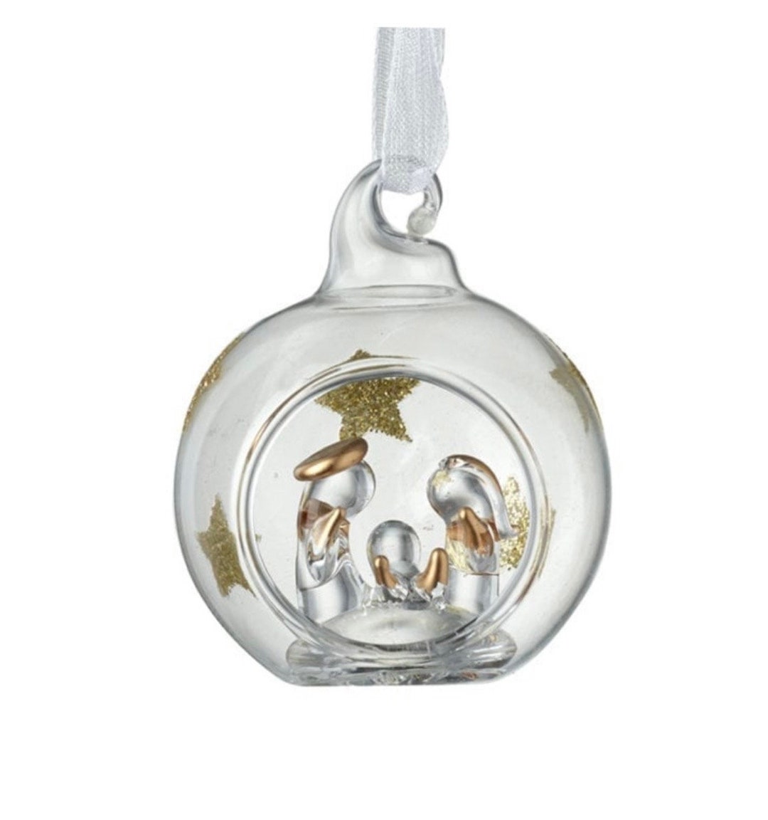 Glass Bauble With Nativity Scene / Baubles / Christmas Decorations ...