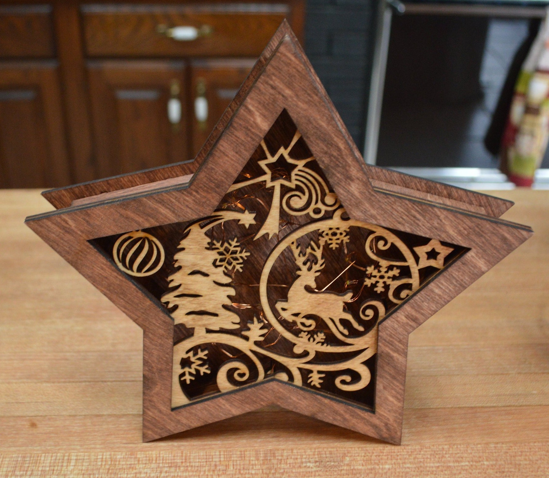 Stunning Laser Cut Lighted Star Shadow Box Live Love Laugh, Deer ...