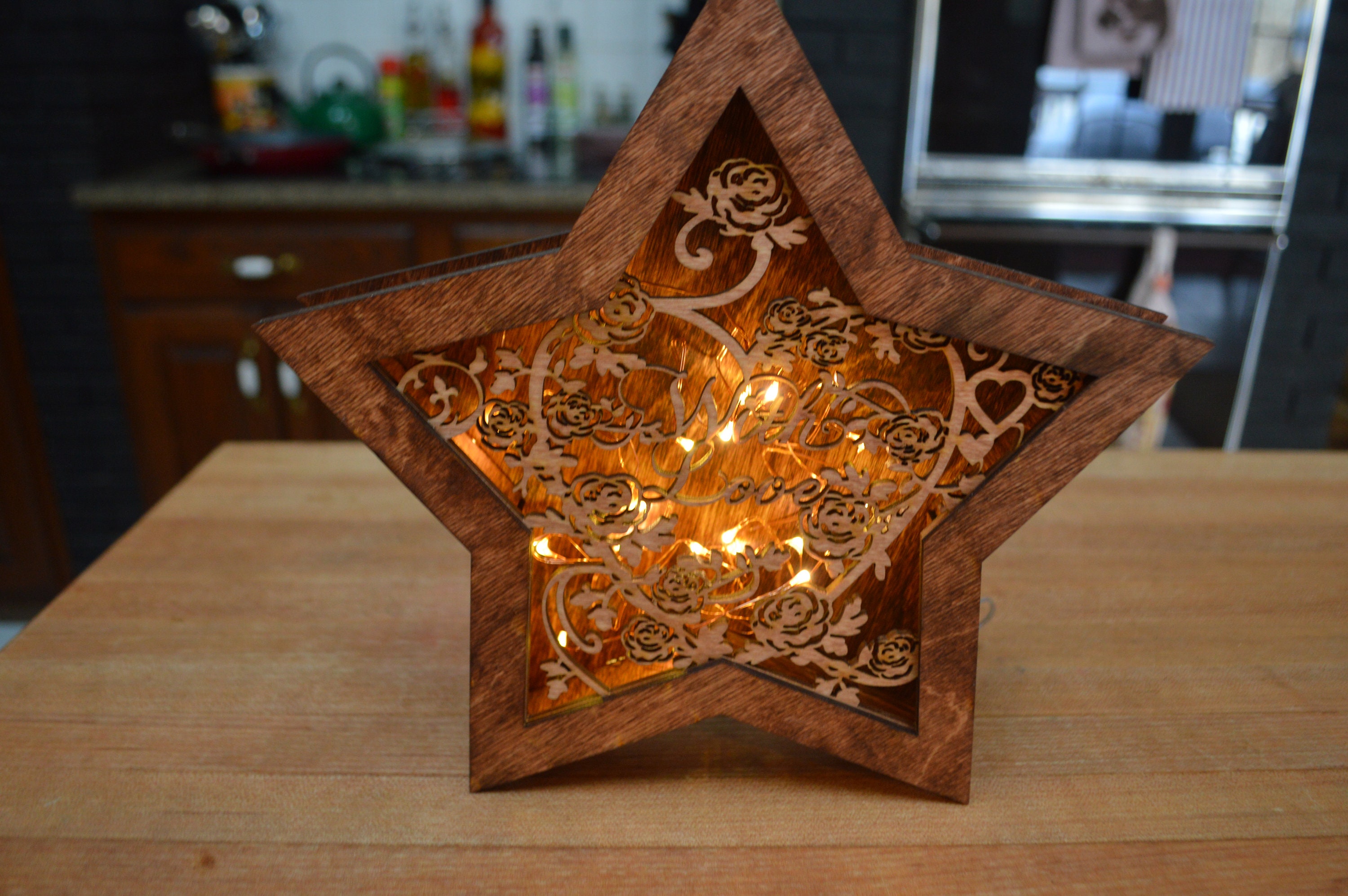 Stunning Laser Cut Lighted Star Shadow Box Live Love Laugh, Deer ...