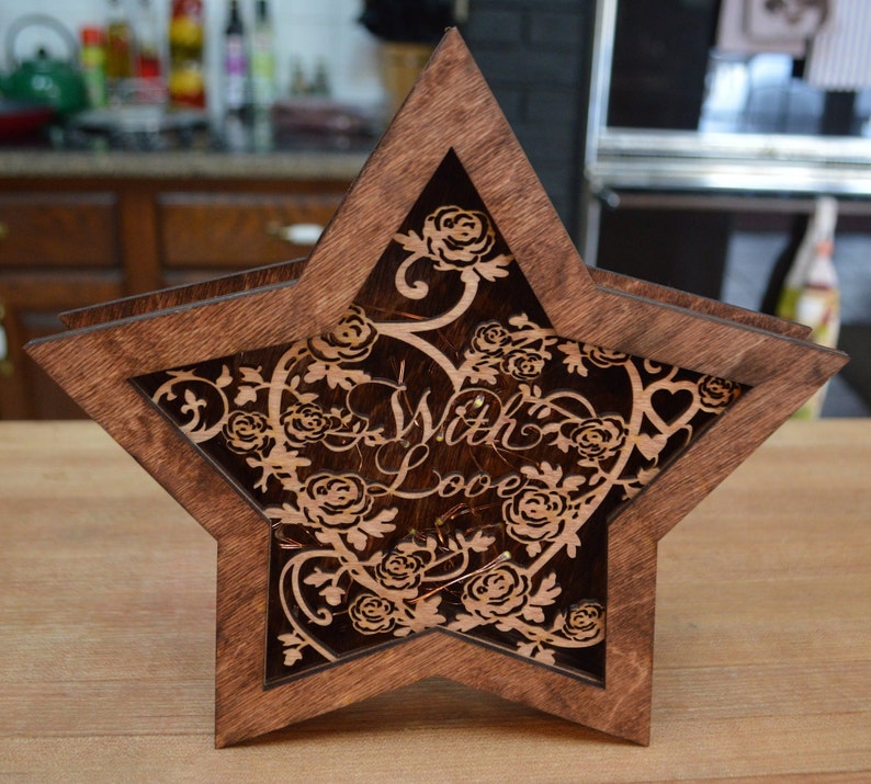 Stunning Laser Cut Lighted Star Shadow Box Live Love Laugh, Deer ...
