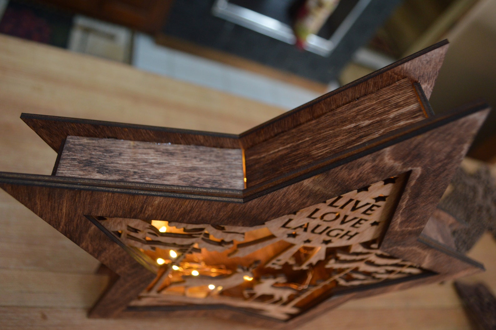 Stunning Laser Cut Lighted Star Shadow Box Live Love Laugh, Deer ...