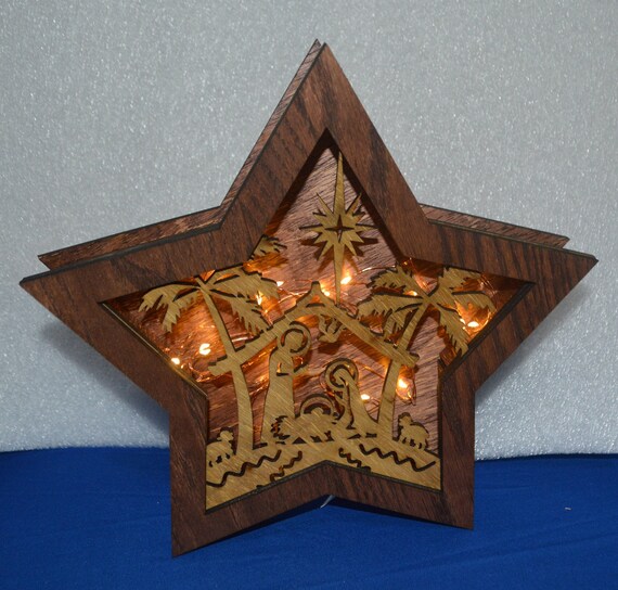 Stunning Christmas Lighted Star Nativity Scene Shadow Box for - Etsy