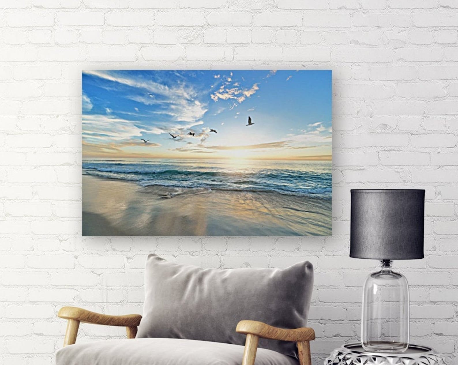 Beautiful Canvas, Wrapped in a Wood Frame, of a Picture of a Beach ...