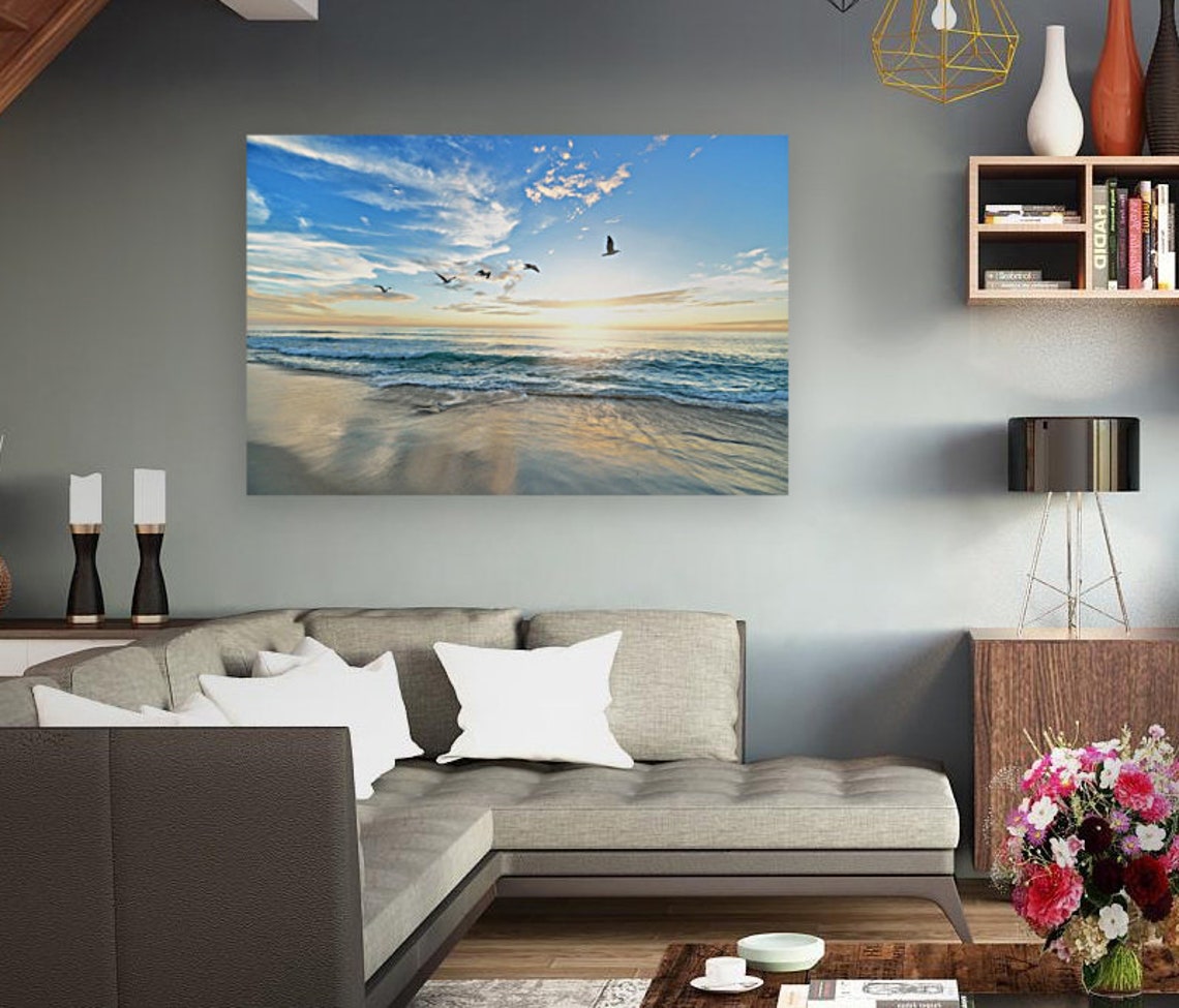 Beautiful Canvas, Wrapped in a Wood Frame, of a Picture of a Beach ...