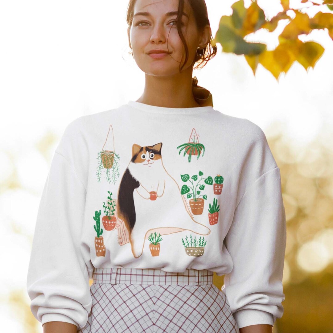 Cute Calico Cat Sweatshirt, Unique Pet Lover Gift - Etsy