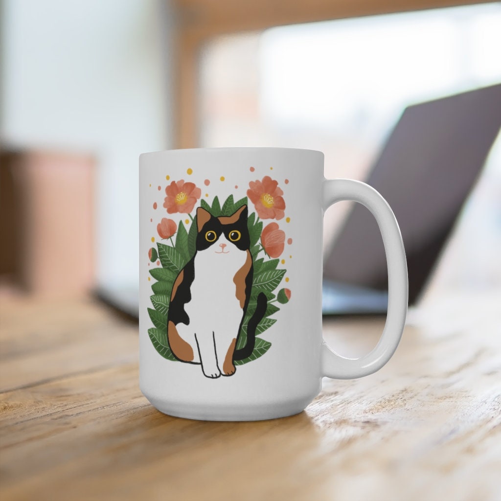 Calico Cute Cat Ceramic Mug - Etsy
