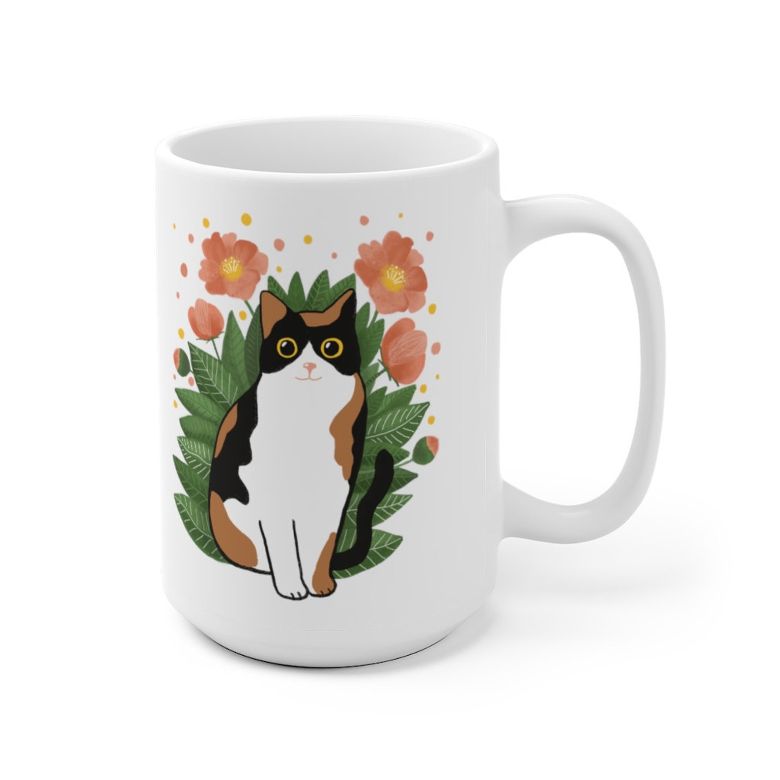 Calico Cute Cat Ceramic Mug - Etsy