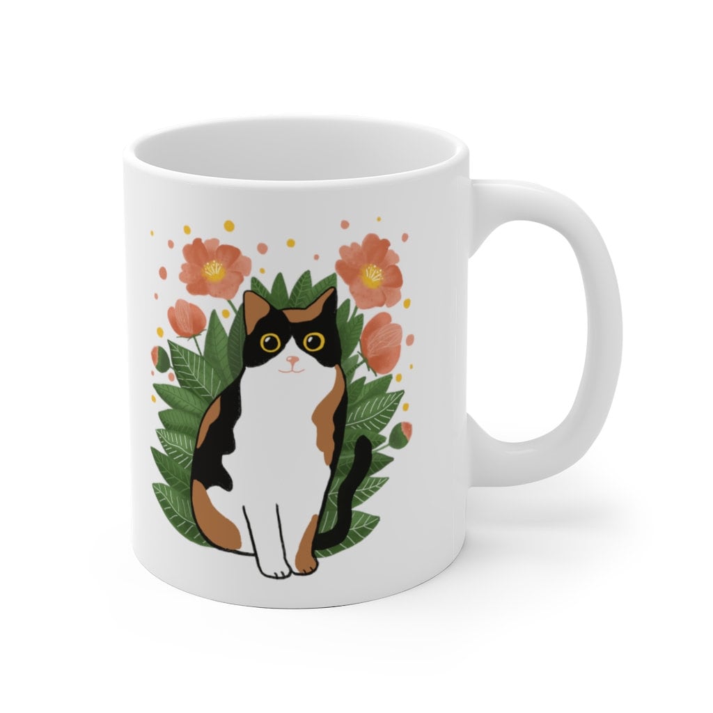 Calico Cute Cat Ceramic Mug - Etsy