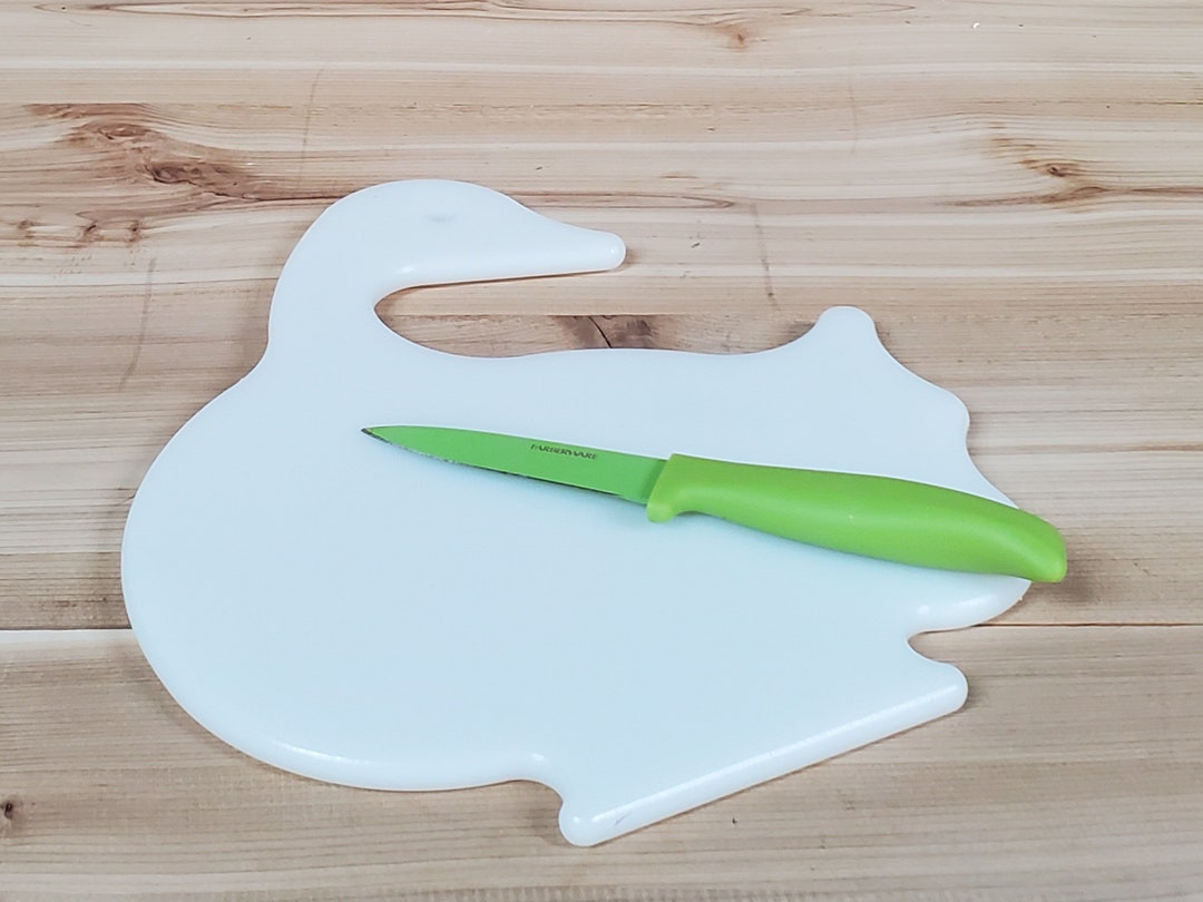 Vintage White Goose Duck Mini Cutting Board; Plastic, Slight Texture ...