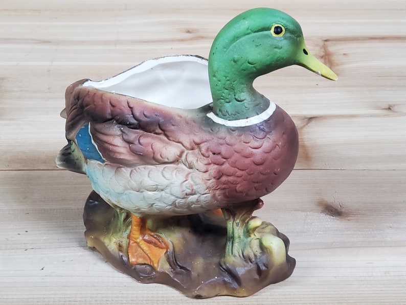 Vintage Mid-century Mallard Duck Figural Planter; Earthy, Natural ...