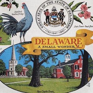 Vintage Delaware State Dish or Tea Towel, "the First State" History ...