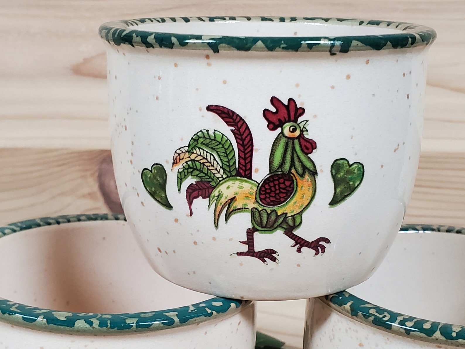 Vintage Rooster Crock Tabletop Planters by Heritage Pottery Brightly ...